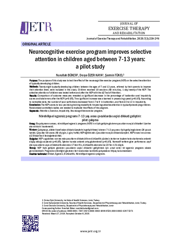 (PDF) Neurocognitive exercise program improves selective attention in ...