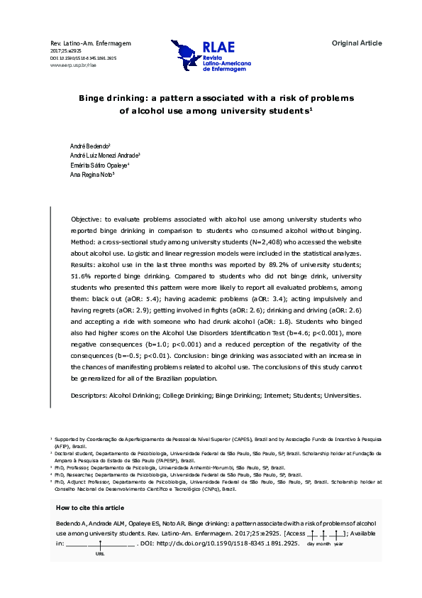 (PDF) Binge drinking: a pattern associated with a risk of problems of ...