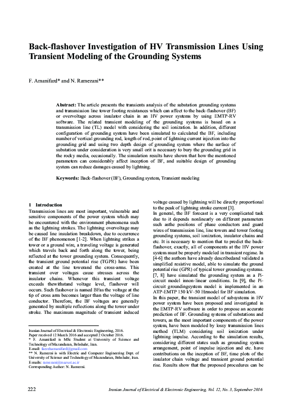 (PDF) Back-flashover Investigation of HV Transmission Lines Using ...