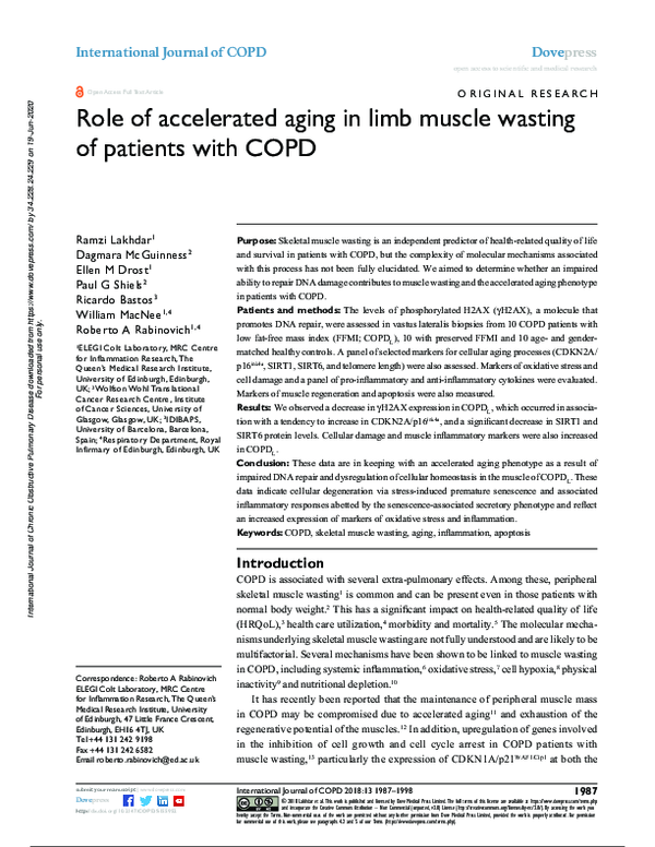 (PDF) Role of accelerated aging in limb muscle wasting of patients with ...