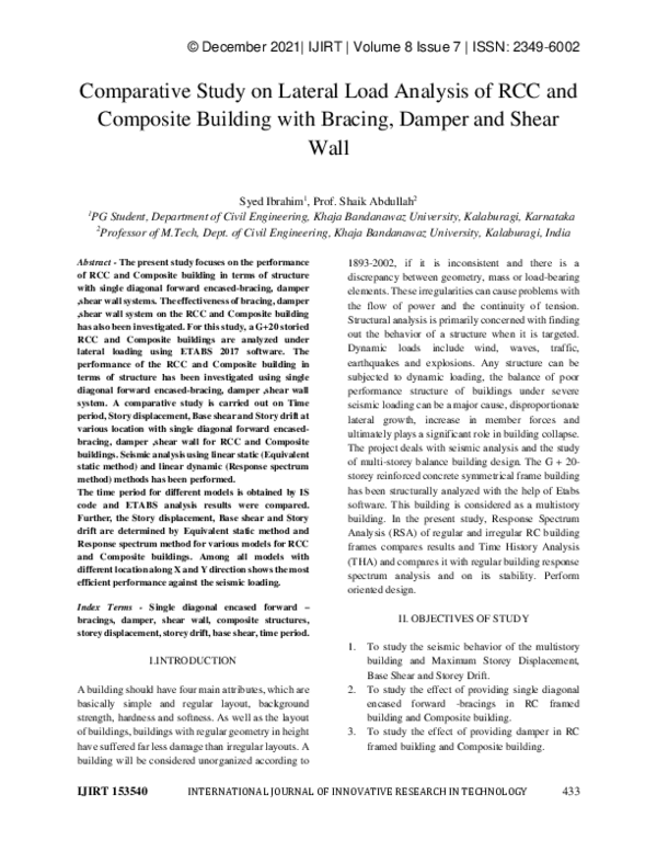 (PDF) Comparative Study on Lateral Load Analysis of RCC and Composite Building with Bracing ...