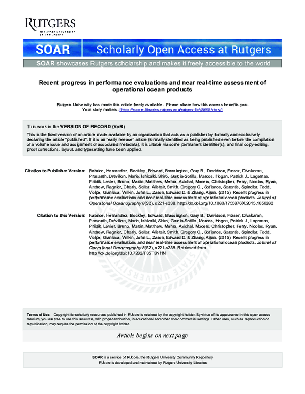 (PDF) Recent progress in performance evaluations and near real-time ...