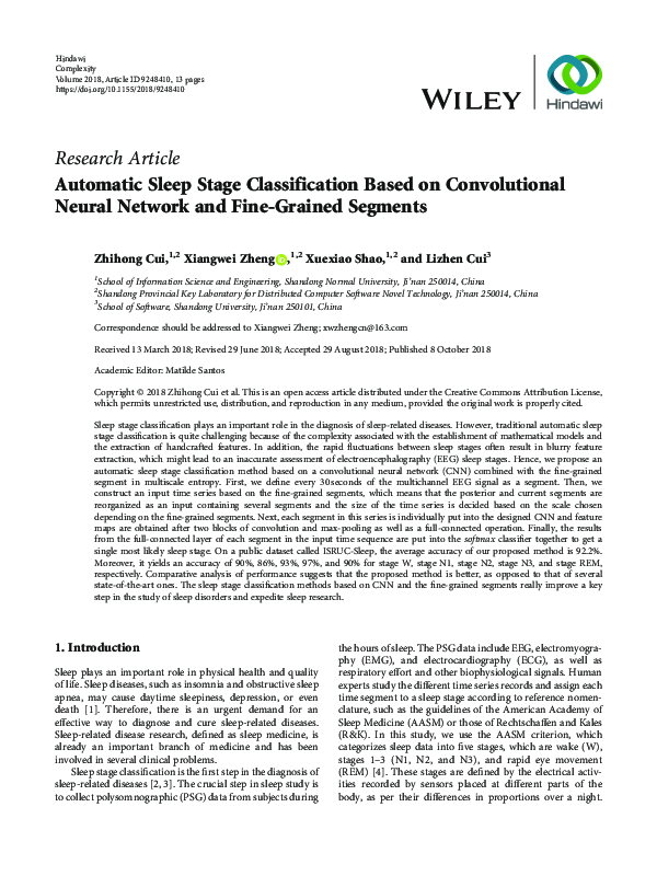 Pdf Automatic Sleep Stage Classification Based On Eeg Signals By Using Neural Networks And