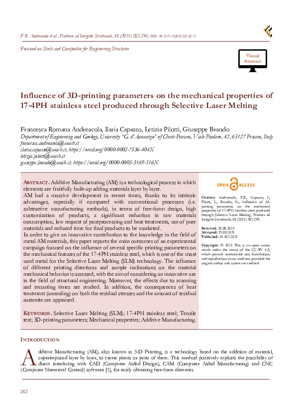 (PDF) Influence of 3d-printing parameters on the mechanical properties of 17-4PH stainless steel ...