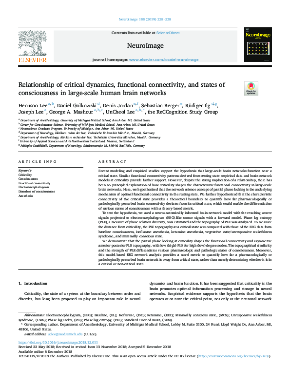 (PDF) Relationship of critical dynamics, functional connectivity, and ...