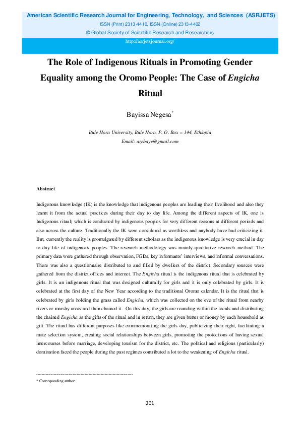 (PDF) The Role of Indigenous Rituals in Promoting Gender Equality among ...