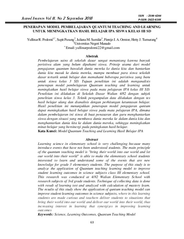 (PDF) Penerapan Model Pembelajaran Quantum Teaching Untuk Meningkatkan Hasil Belajar Ipa Siswa ...