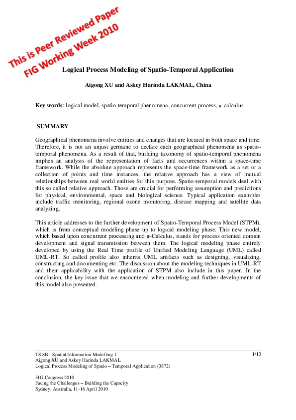 (PDF) Logical Process Modeling of Spatio-Temporal Application