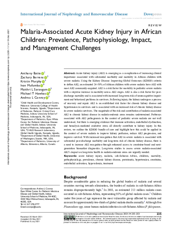 (PDF) Malaria-Associated Acute Kidney Injury in African Children ...
