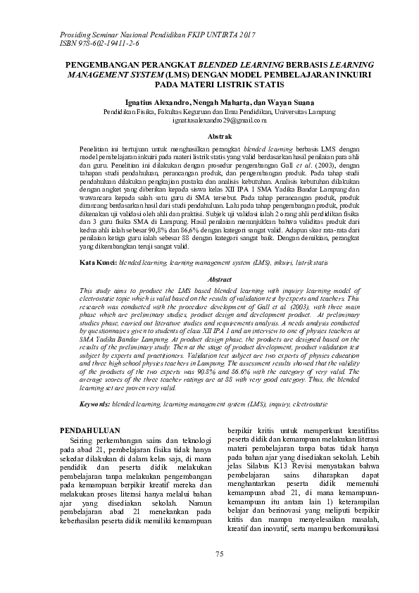 (PDF) Pengembangan Perangkat Blended Learning Berbasis Learning Management System (LMS) Dengan ...