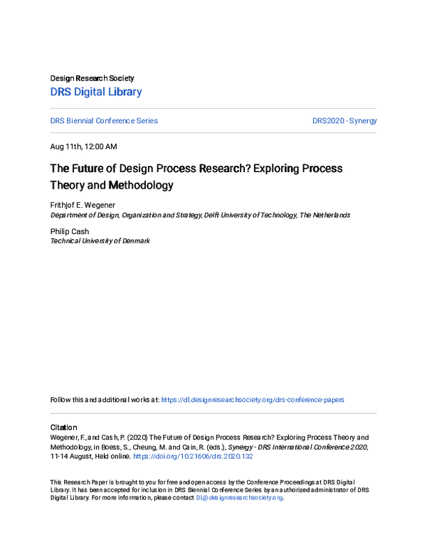 (PDF) The Future of Design Process Research? Exploring Process Theory ...