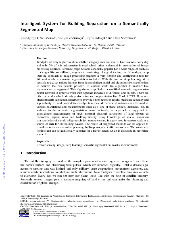 Pdf Intelligent System For Building Separation On A Semantically Segmented Map Keynote