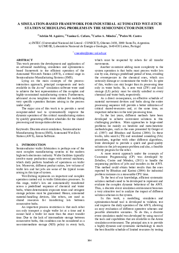 Pdf A Simulation Based Framework For Industrial Automated Wet Etch