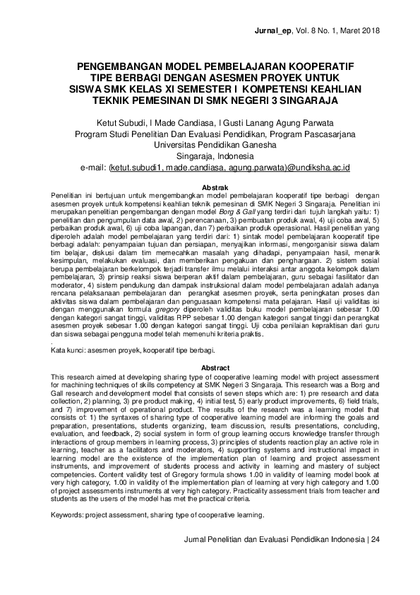 (PDF) Pengembangan Model Pembelajaran Kooperatif Tipe Core Berbantuan Tutor Sebaya Untuk ...