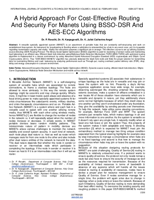 (PDF) A Hybrid Approach For Cost-Effective Routing And Security For ...
