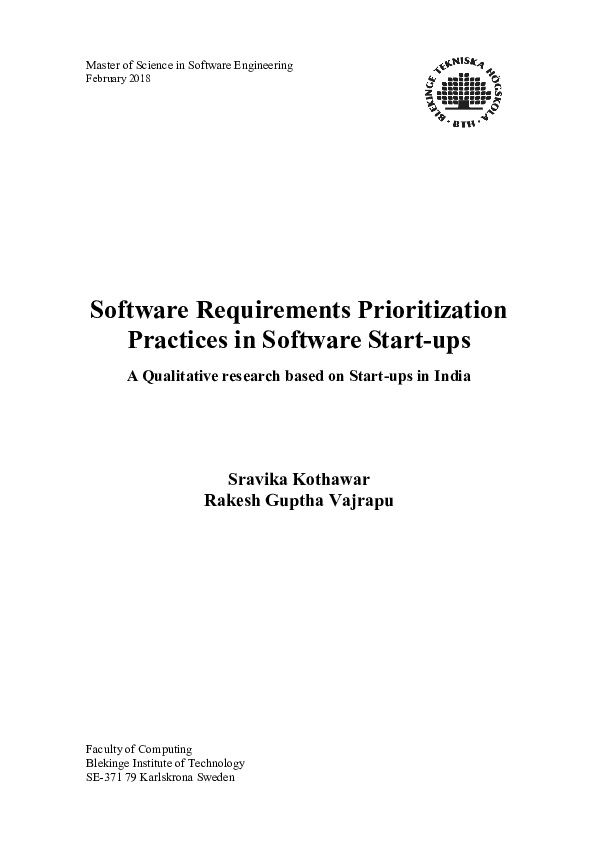 (PDF) Software Requirements Prioritization Practices in Software Start ...
