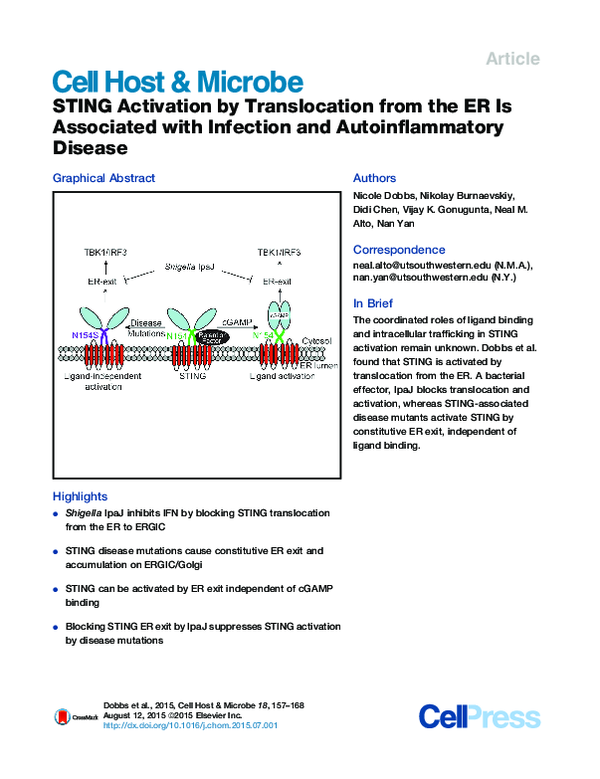 (PDF) STING Activation by Translocation from the ER Is Associated with ...