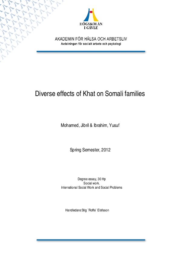 (PDF) Adverse effects of khat on somali families