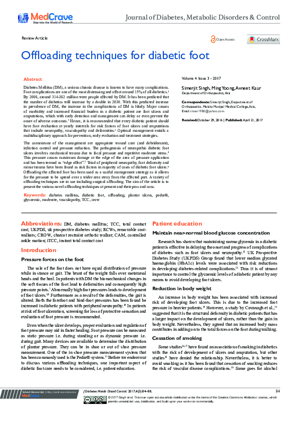 (PDF) Offloading Techniques for Diabetic Foot