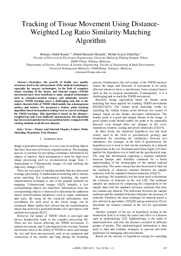 (PDF) Tracking of tissue movement using distance-weighted log ratio ...