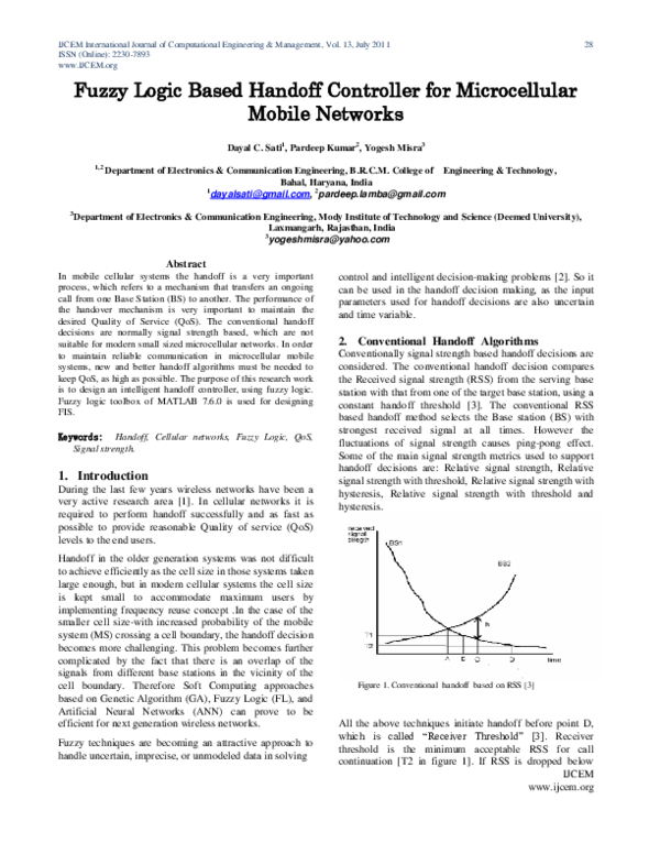 (PDF) FPGA implementation of a fuzzy logic based handoff controller for microcellular mobile ...