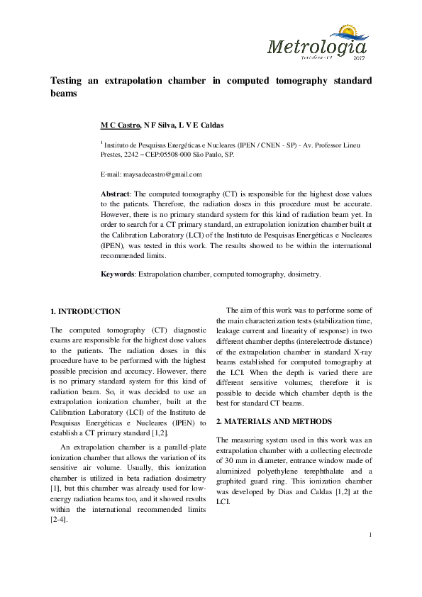 (PDF) Testing an extrapolation chamber in computed tomography standard ...