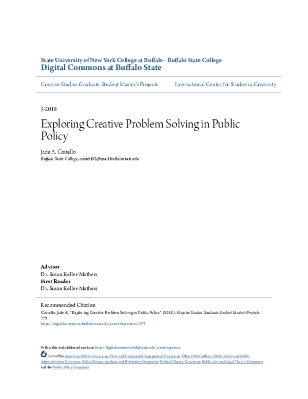 (PDF) Exploring Creative Problem Solving in Public Policy
