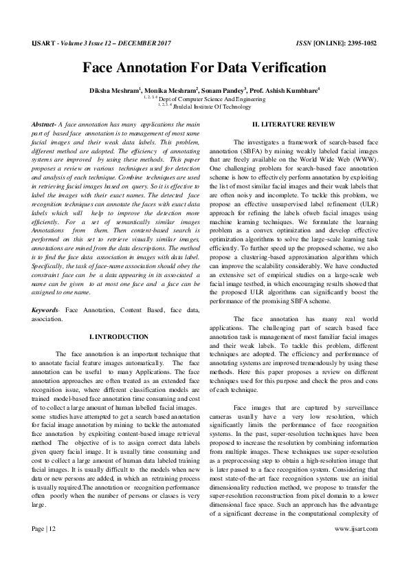 (PDF) Face Annotation For Data Verification