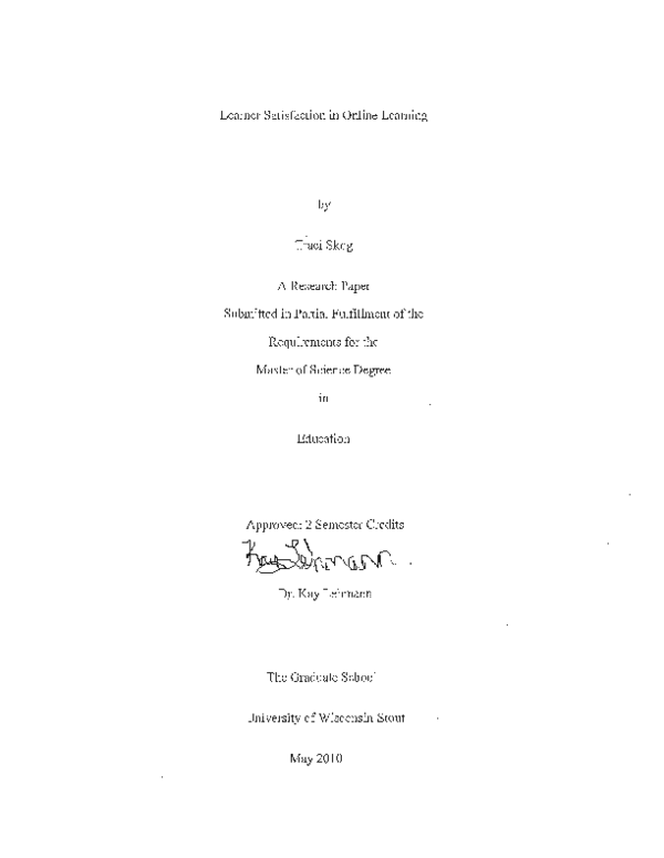 (PDF) Leamer Satisfaction in Online Learning
