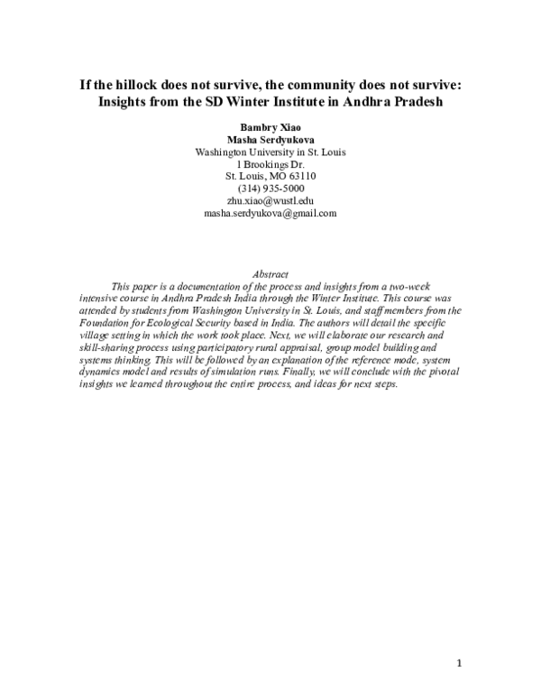 (PDF) If the hillock does not survive, the community does not survive ...