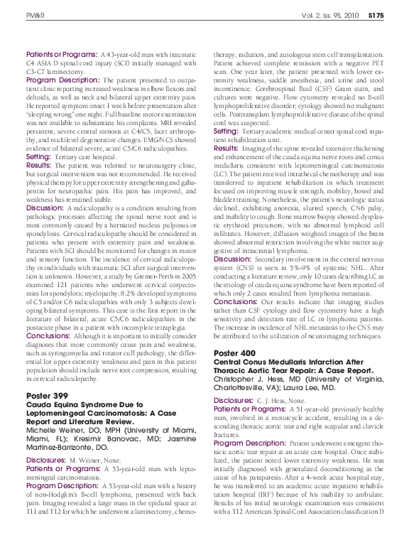 (PDF) Poster 399: Cauda Equina Syndrome Due to Leptomeningeal ...