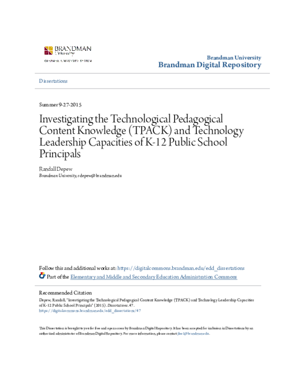 (PDF) Technological Competence and Pedagogical Content Knowledge Practices of Junior High School ...