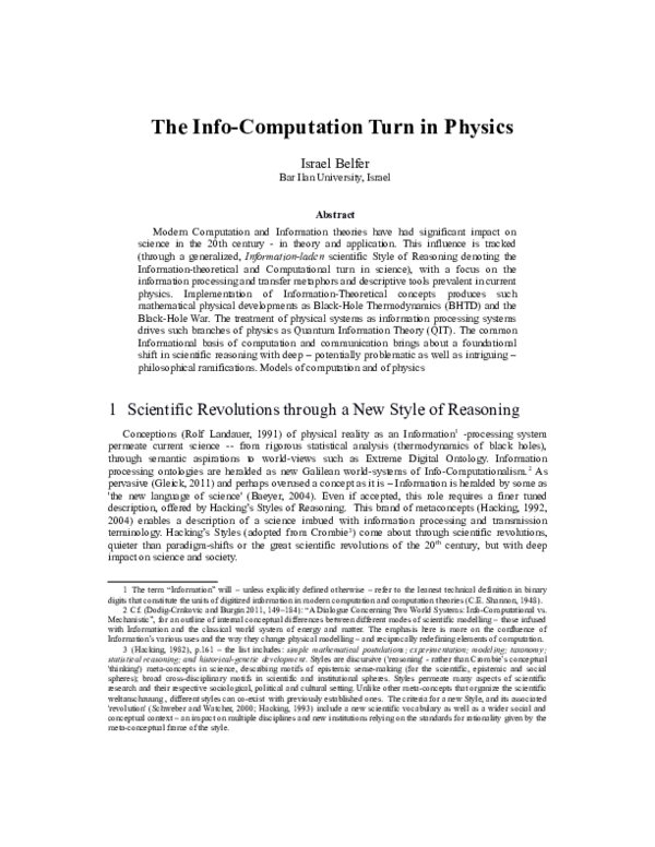 (PDF) The Info-Computation Turn in Physics
