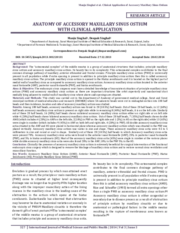 (PDF) Anatomy of accessory maxillary sinus ostium with clinical application