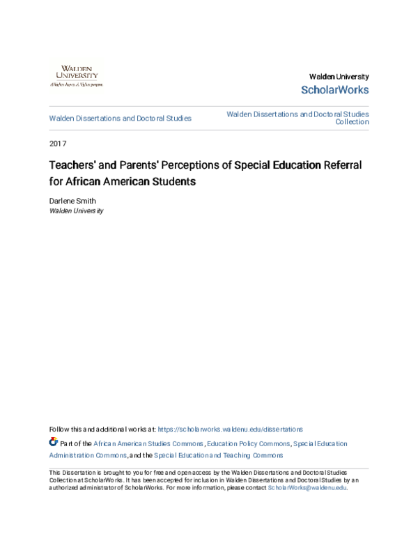 (PDF) Teachers' and Parents' Perceptions of Special Education Referral ...