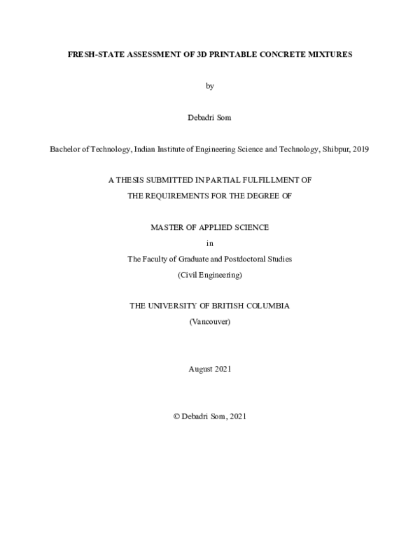 (PDF) Fresh-state assessment of 3D printable concrete mixtures