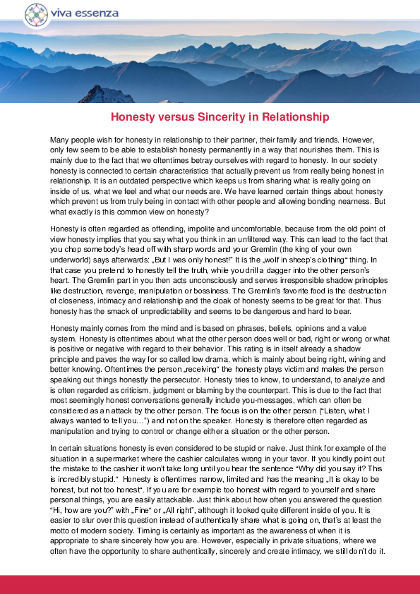 (PDF) Honesty versus Sincerity in Relationship