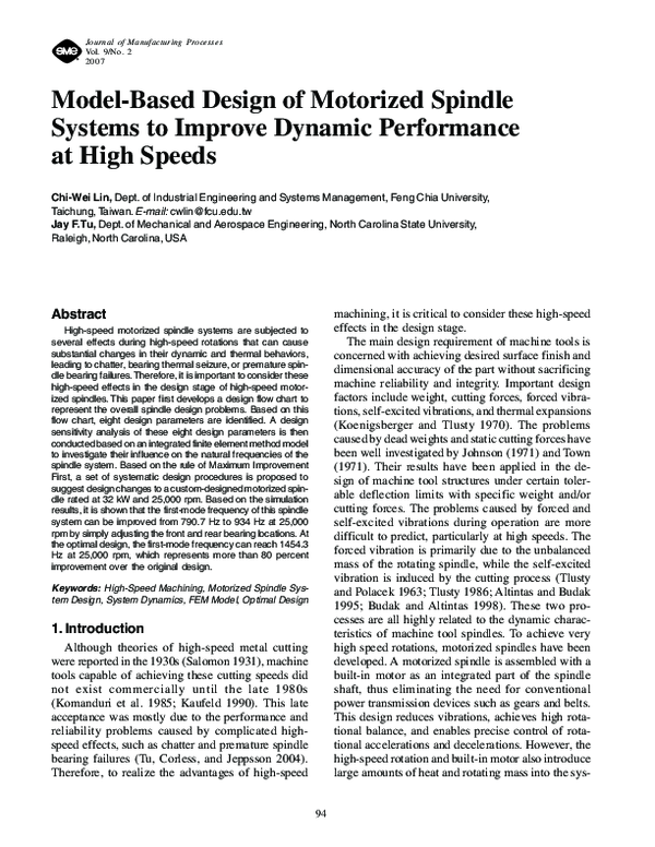 (PDF) Model-Based Design of Motorized Spindle Systems to Improve ...