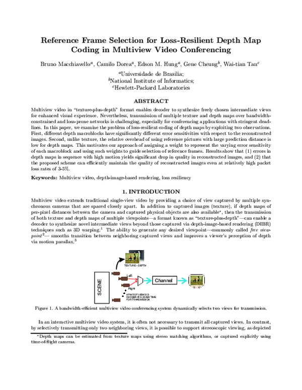 Pdf Reference Frame Selection For Loss Resilient Depth Map Coding In Multiview Video