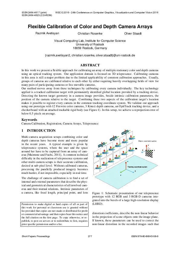 (PDF) Flexible calibration of color and depth camera arrays