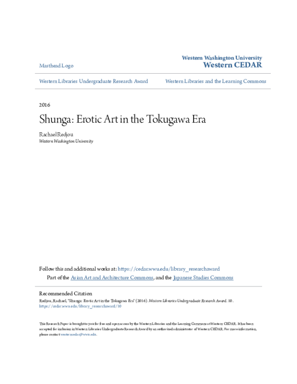 (PDF) Shunga: Erotic Art in the Tokugawa Era