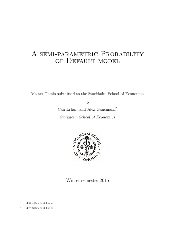 (PDF) A semi-parametric Probability of Default model