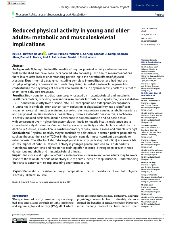 (PDF) Reduced physical activity in young and older adults: metabolic ...