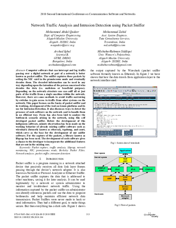 (PDF) Network Traffic Analysis and Intrusion Detection Using Packet Sniffer