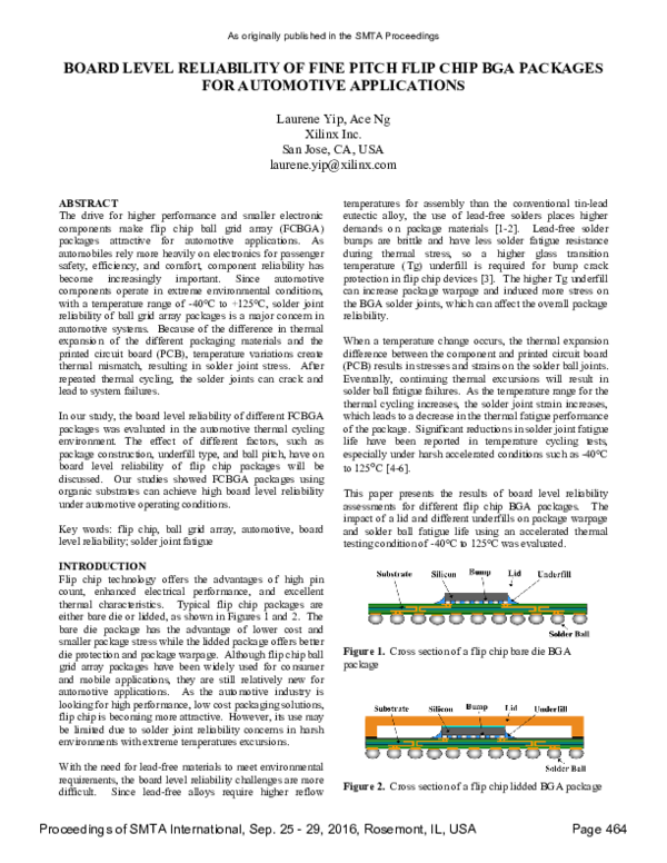 (PDF) Board Level Reliability of Fine Pitch Flip Chip Bga Packages for ...