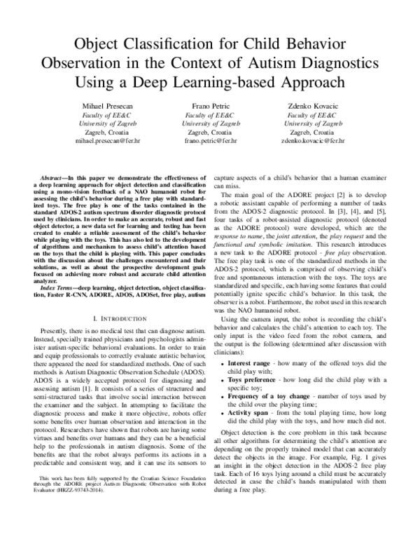 (PDF) Object Classification for Child Behavior Observation in the ...