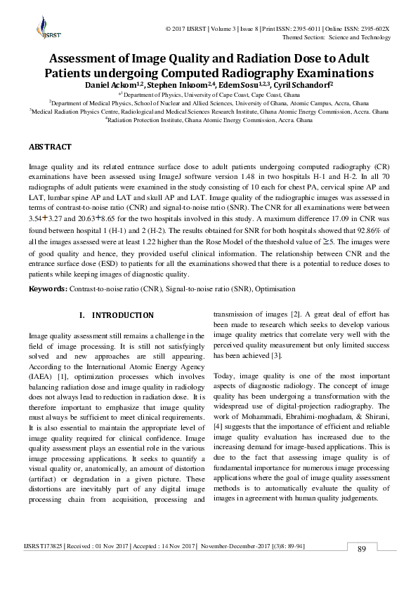 (PDF) IJSRST173825 | Assessment of Image Quality and Radiation Dose to ...