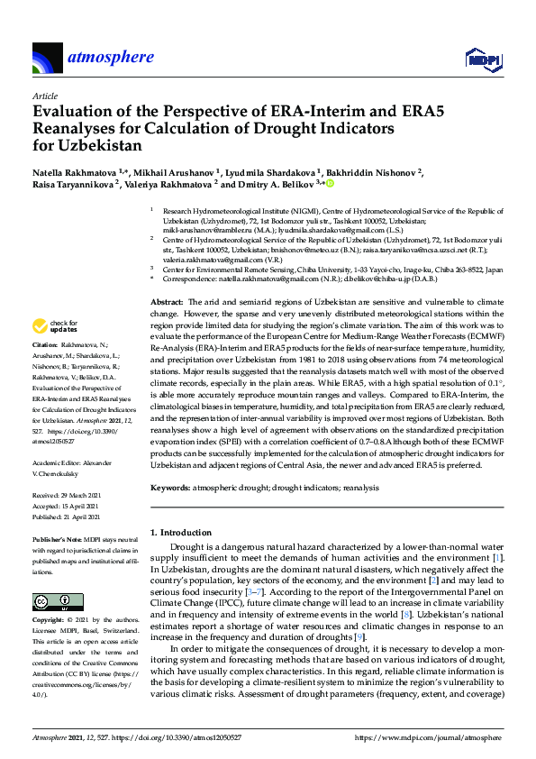 (PDF) Evaluation of the Perspective of ERA-Interim and ERA5 Reanalyses ...