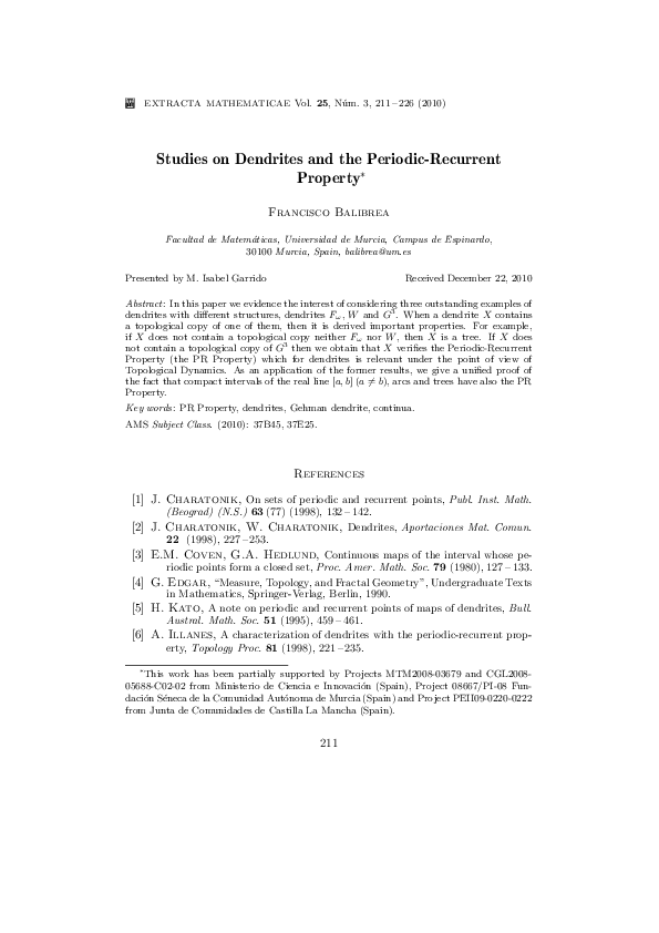 (PDF) Studies on dendrites and the periodic-recurrent property