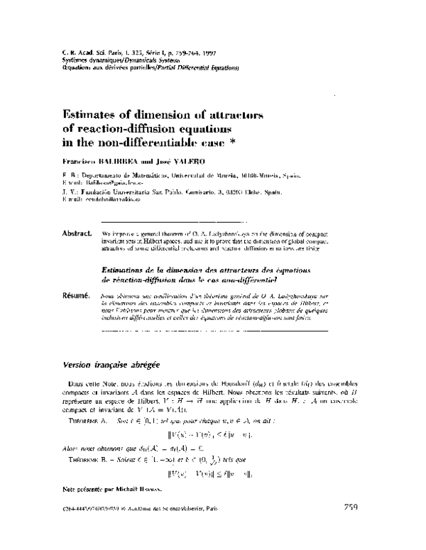 Pdf Estimates Of Dimension Of Attractors Of Reaction Diffusion Equations In The Non